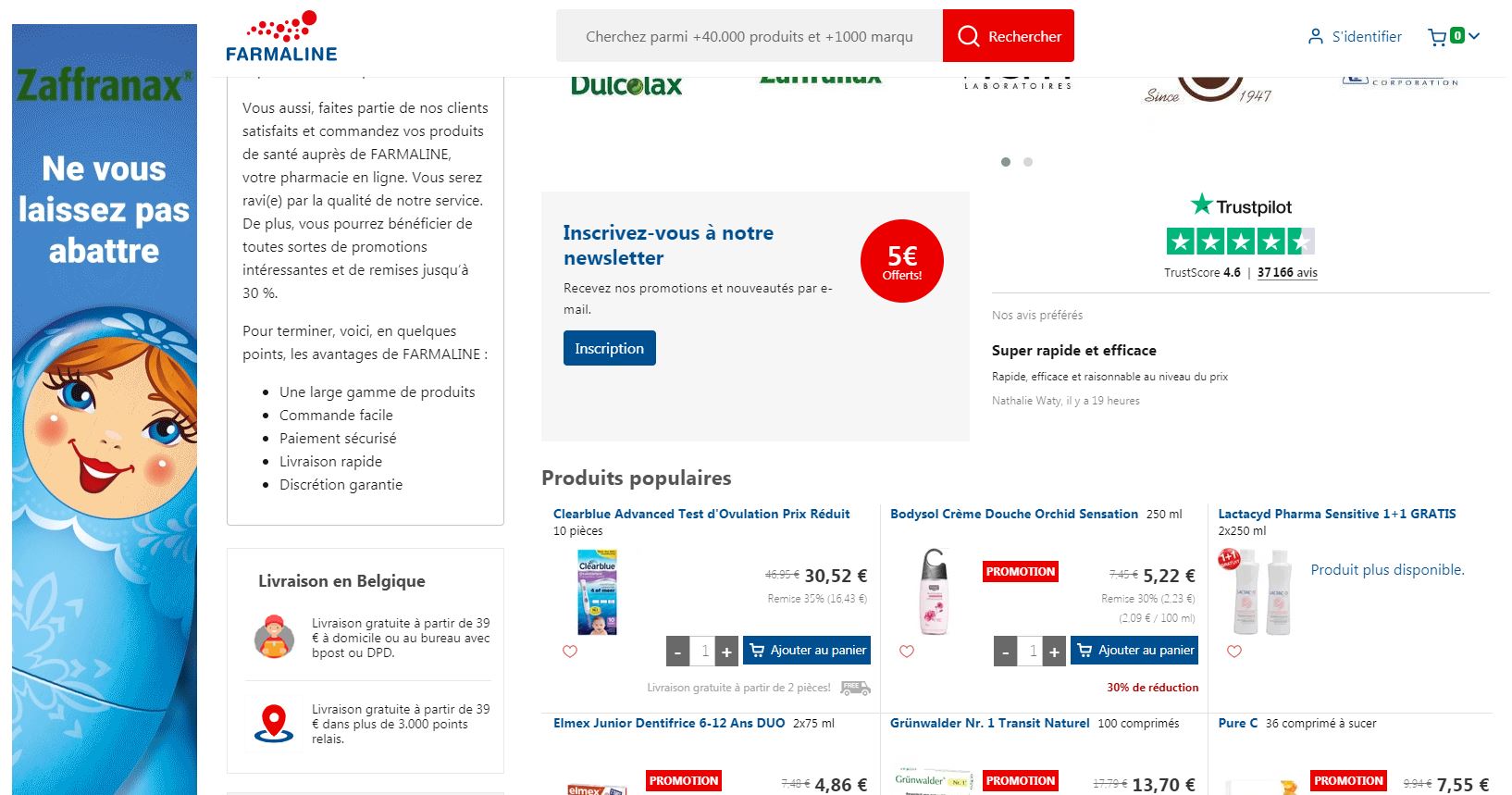 Code promo Farmaline : -5 € en décembre 2025 (Belgique)