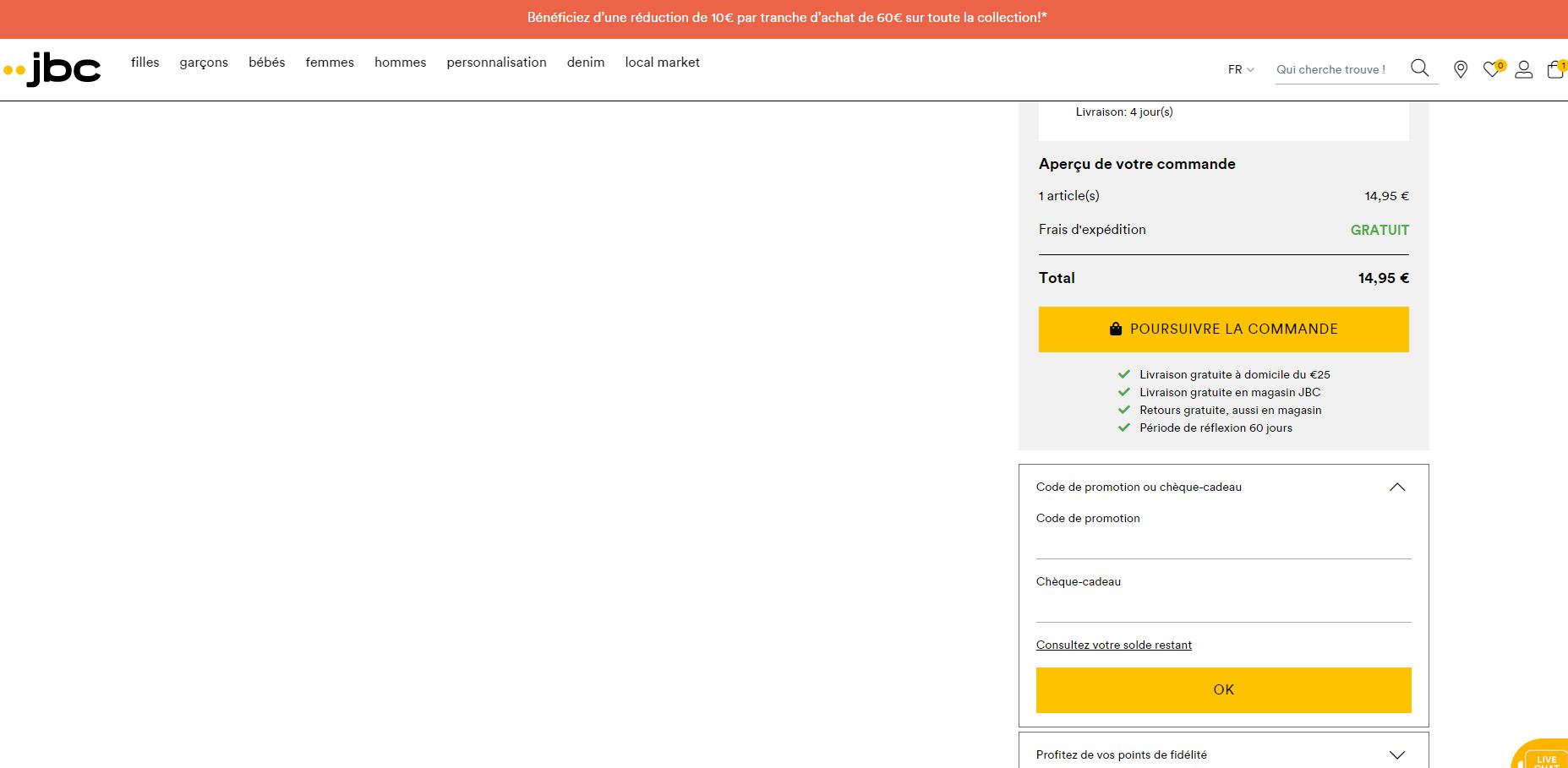 Code promo JBC : - 5 € en avril 2025 (Belgique)