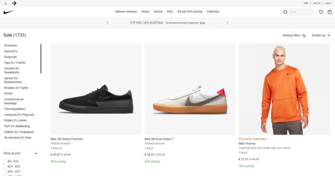 Check de Nike outlet en pak zo extra korting op schoenen
